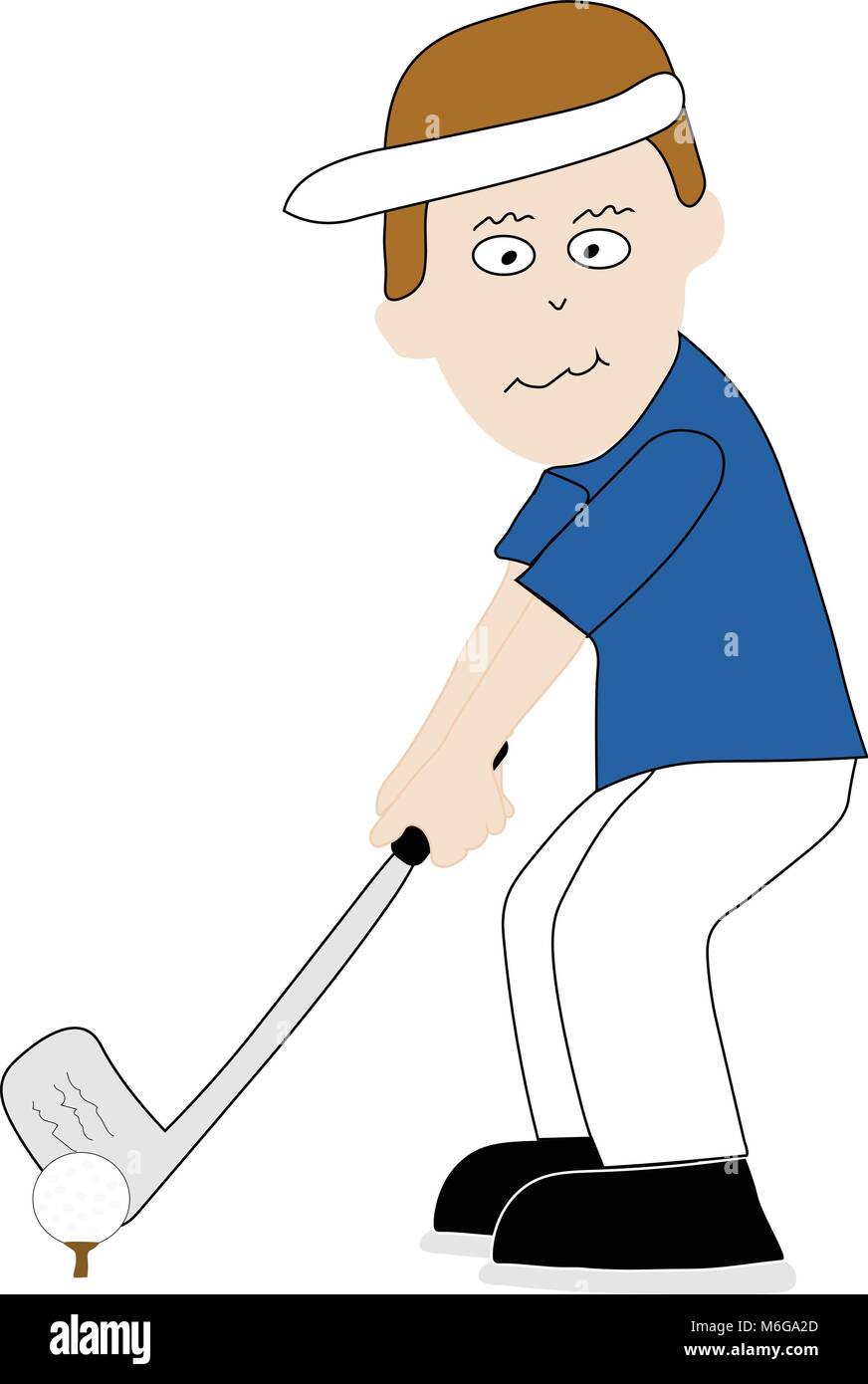 Illustrated cartoon man driving golf ball off tee Stock Vector Image ...