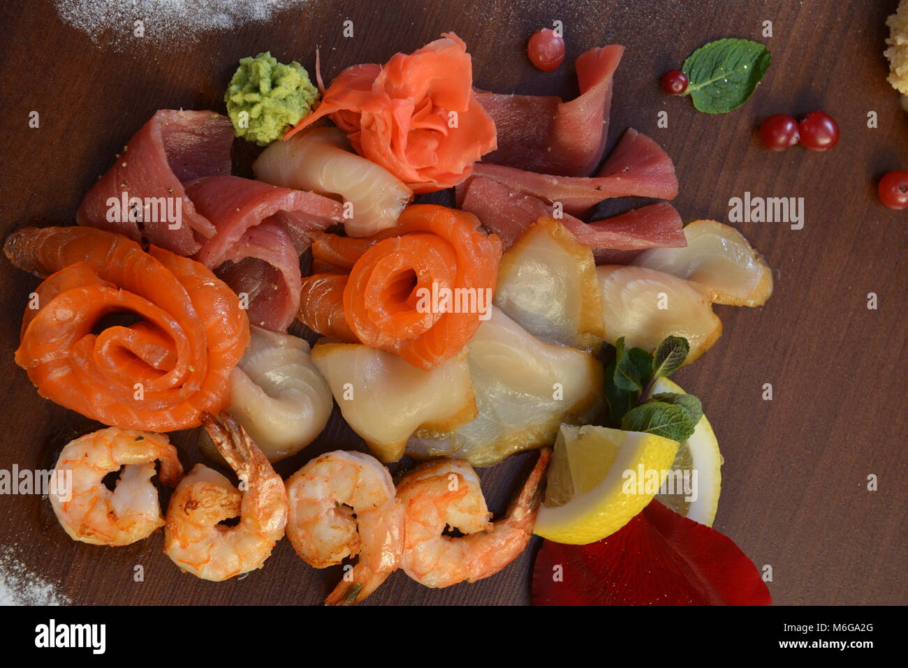 Mixed seafood salad in dish,The Thai food made form shrimp,fish ...