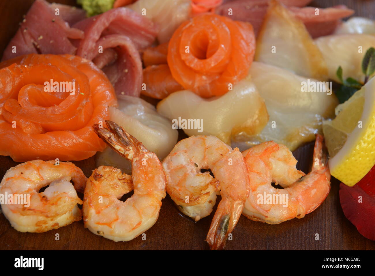 Mixed seafood salad in dish,The Thai food made form shrimp,fish ...