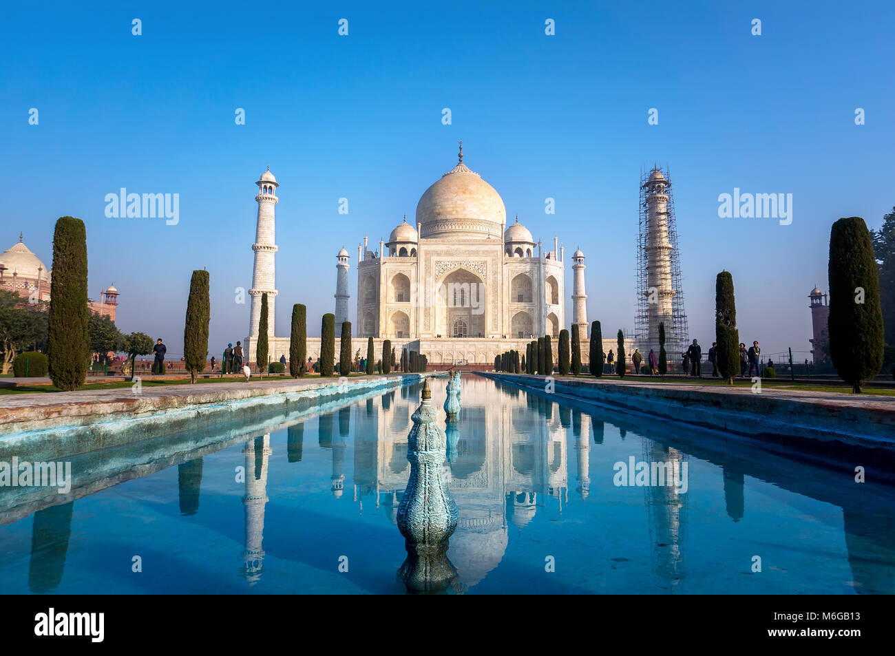 The view of Taj Mahal at sunrise Agra India. February, 2017 Stock Photo ...