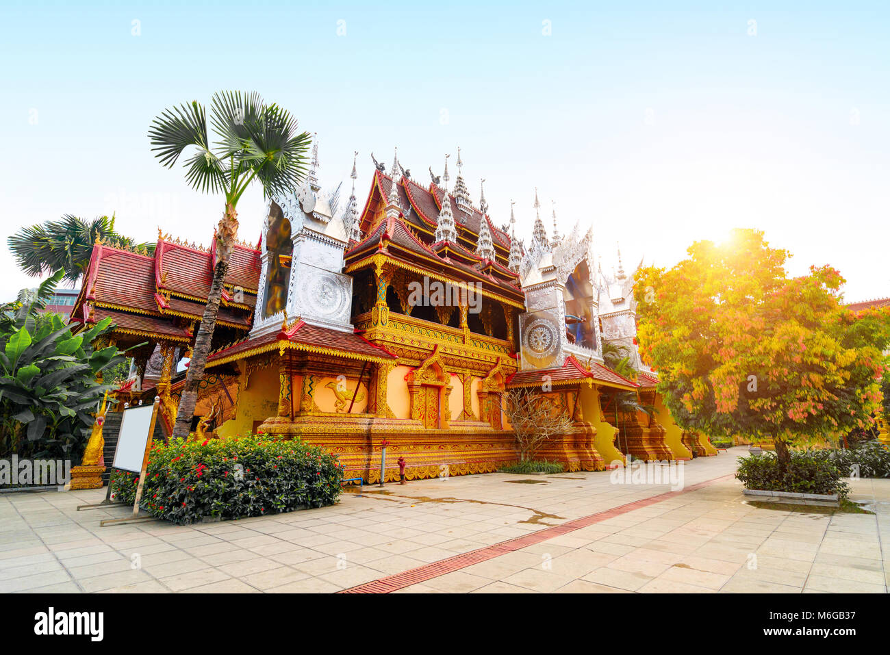 Beautiful buildings in ancient temples in Xishuangbanna, Yunnan, China ...