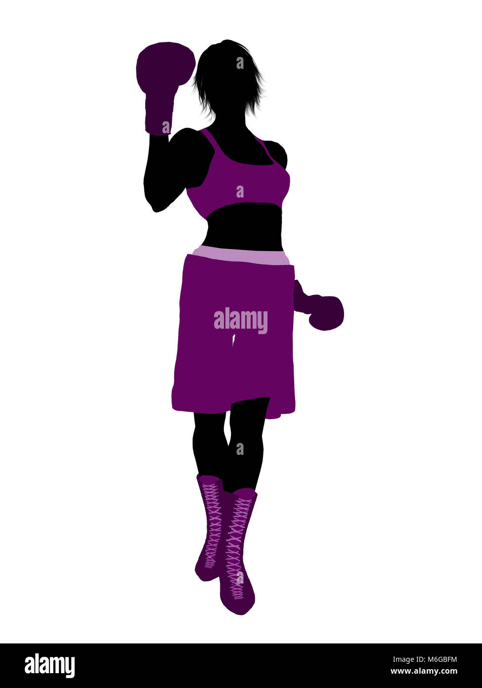 Female boxing art illustration silhouette on a white background Stock ...