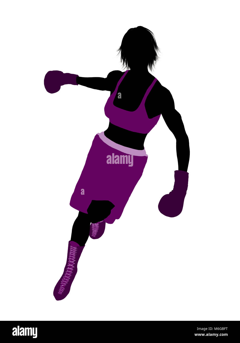 Female boxing art illustration silhouette on a white background Stock ...