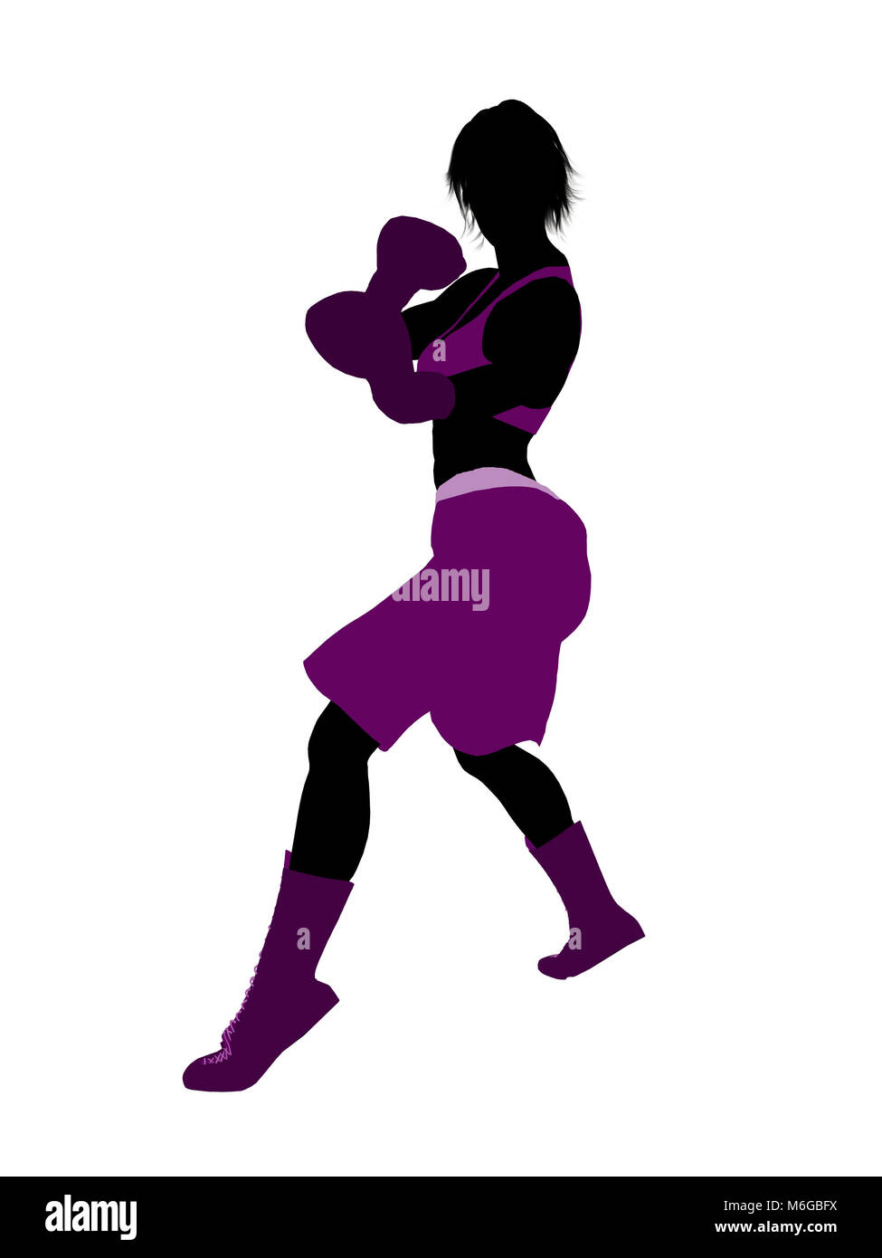 Female boxing art illustration silhouette on a white background Stock ...