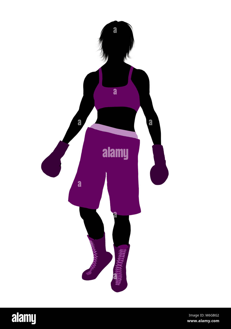 Female boxing art illustration silhouette on a white background Stock ...