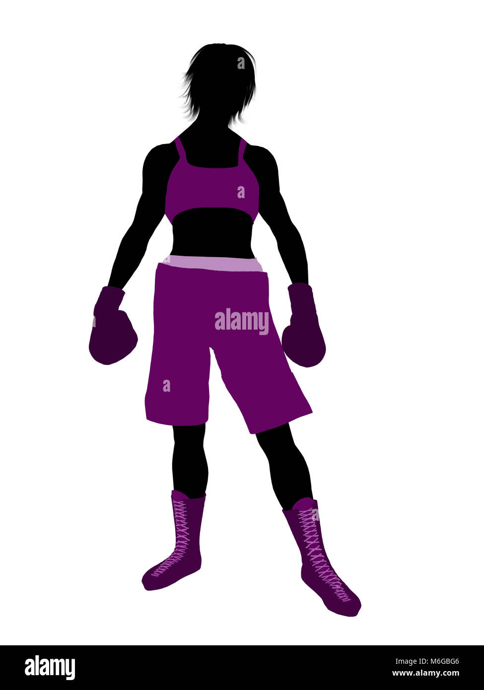 Female boxing art illustration silhouette on a white background Stock ...