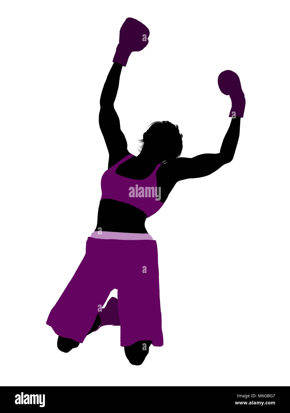 Female boxing art illustration silhouette on a white background Stock ...