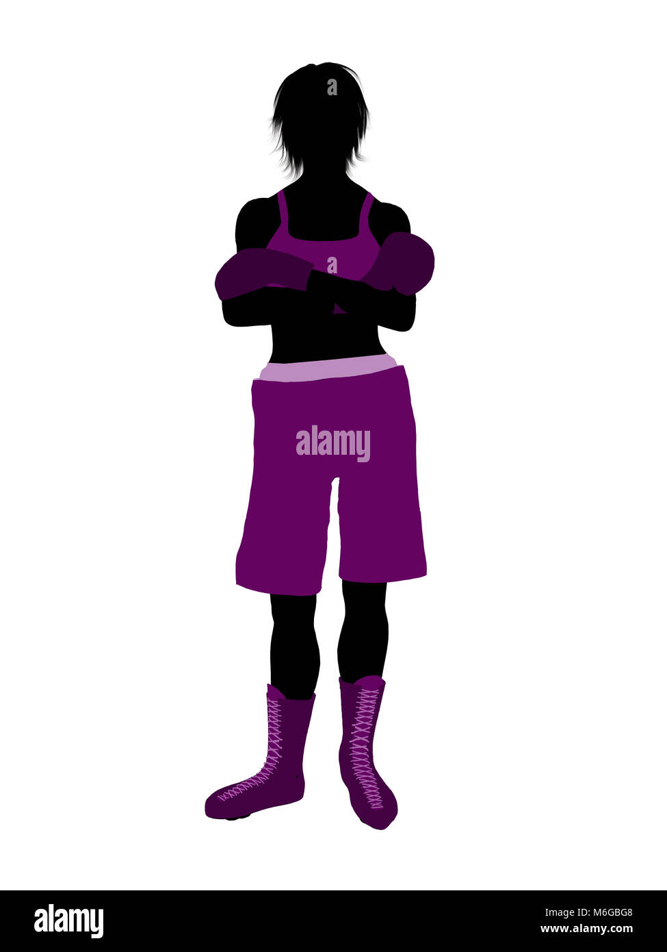 Female boxing art illustration silhouette on a white background Stock ...