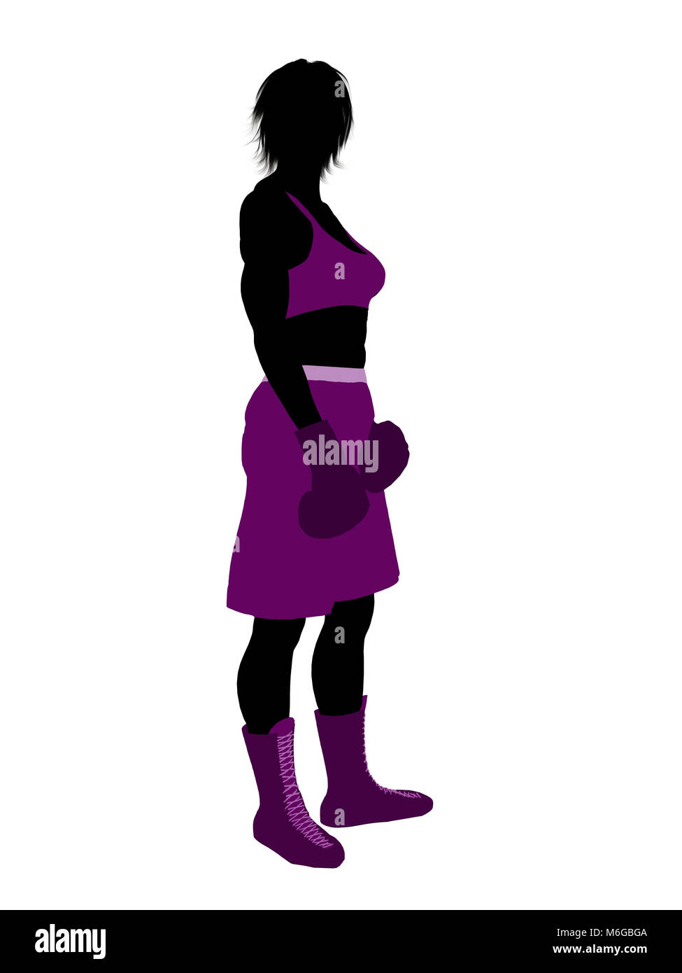 Female boxing art illustration silhouette on a white background Stock ...