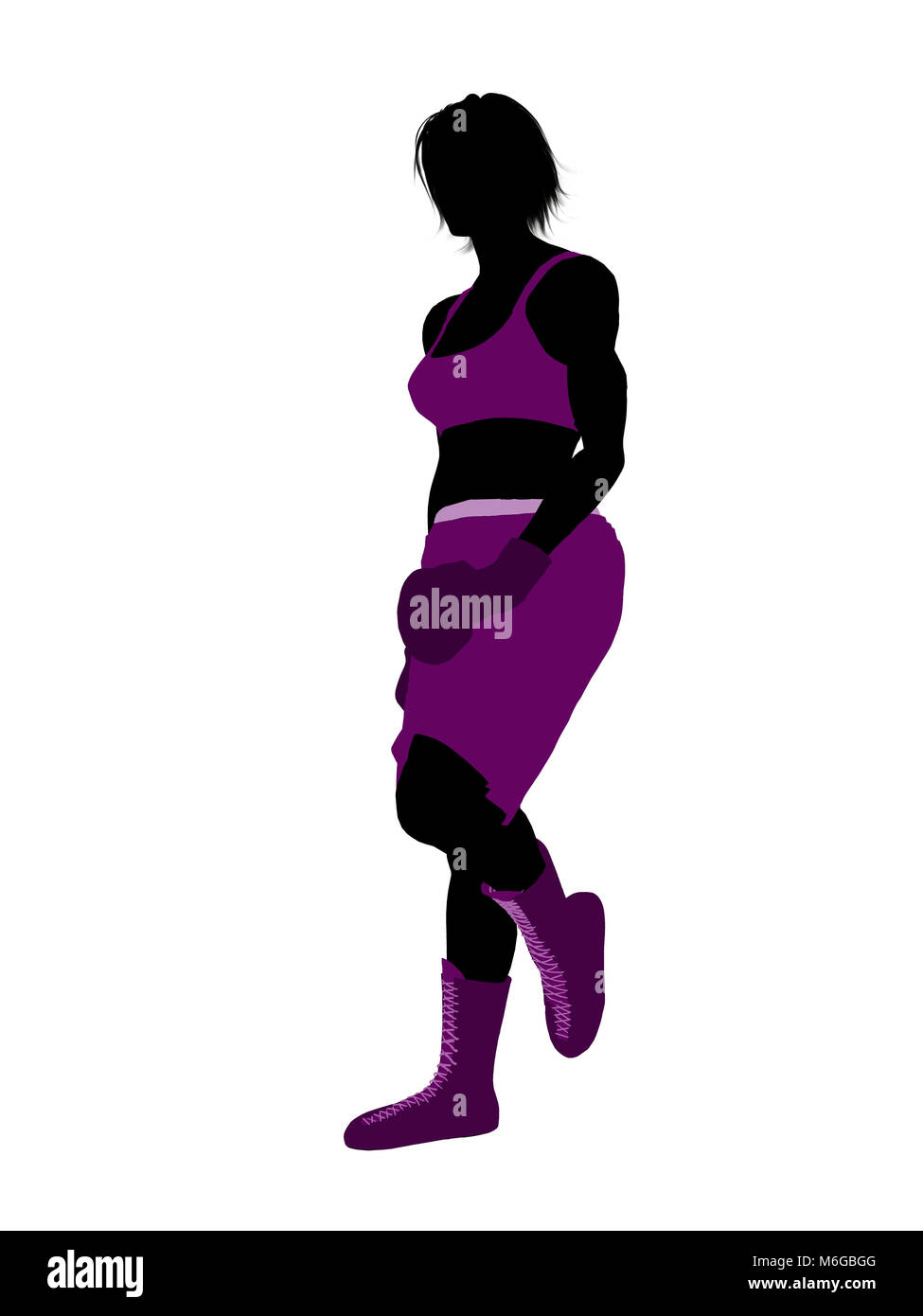 Female boxing art illustration silhouette on a white background Stock ...