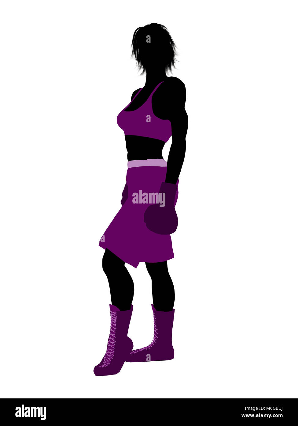 Female boxing art illustration silhouette on a white background Stock ...