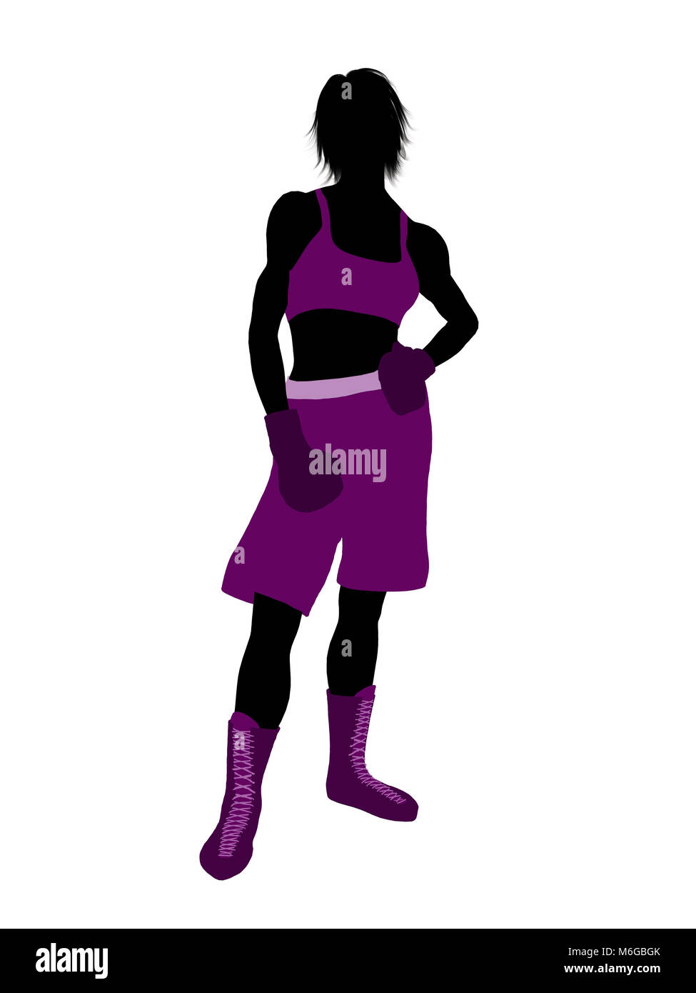 Female boxing art illustration silhouette on a white background Stock ...