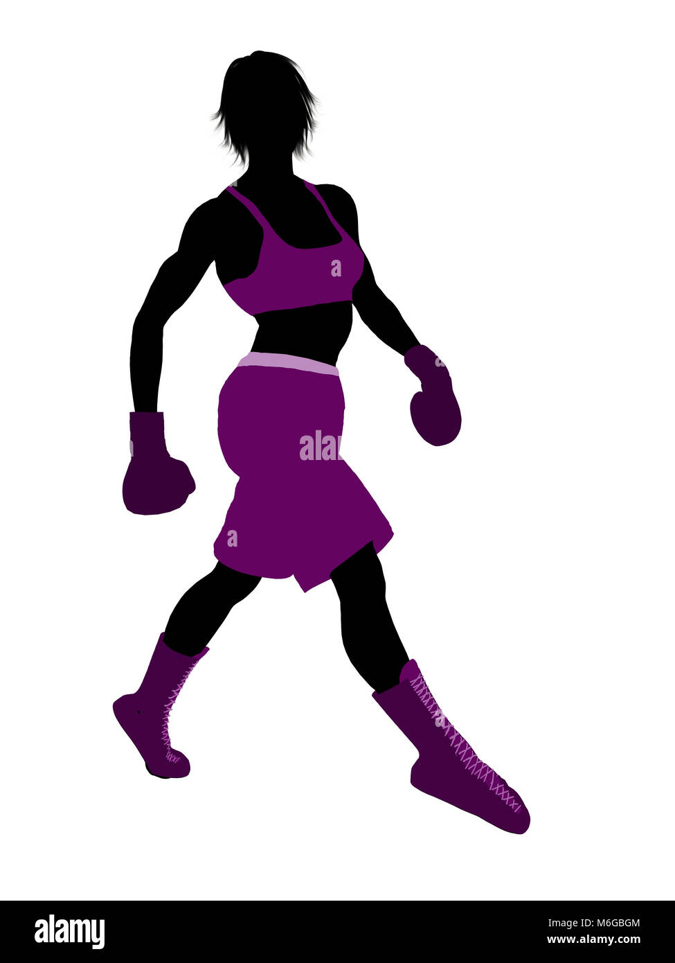 Female boxing art illustration silhouette on a white background Stock ...