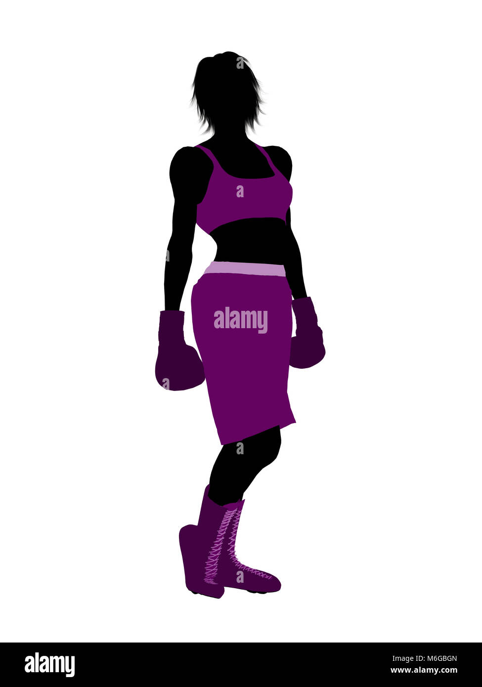 Female boxing art illustration silhouette on a white background Stock ...