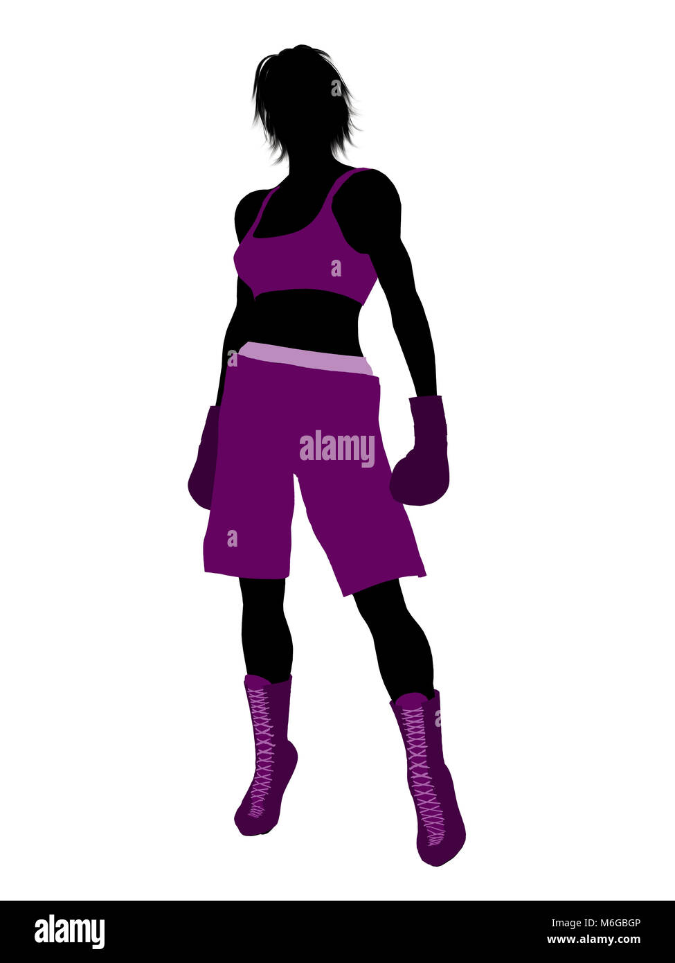 Female boxing art illustration silhouette on a white background Stock ...