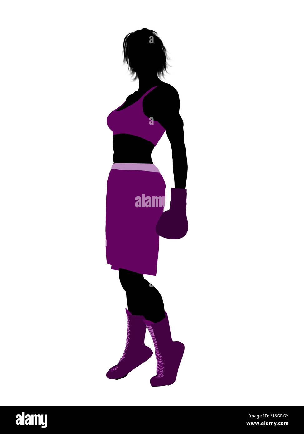 Female boxing art illustration silhouette on a white background Stock ...