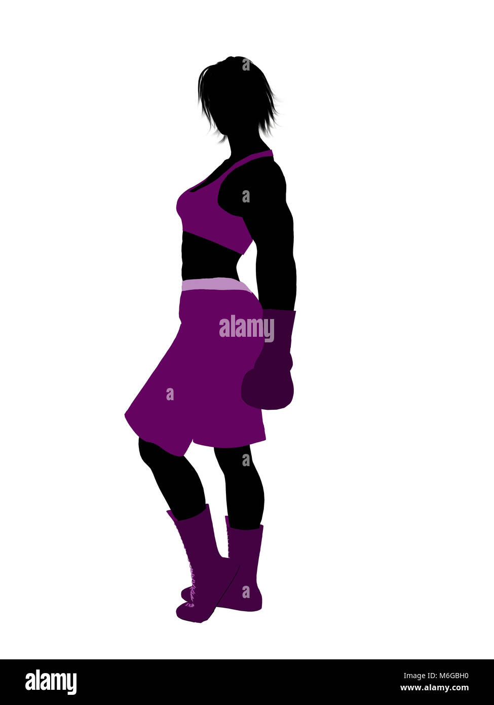 Female boxing art illustration silhouette on a white background Stock ...