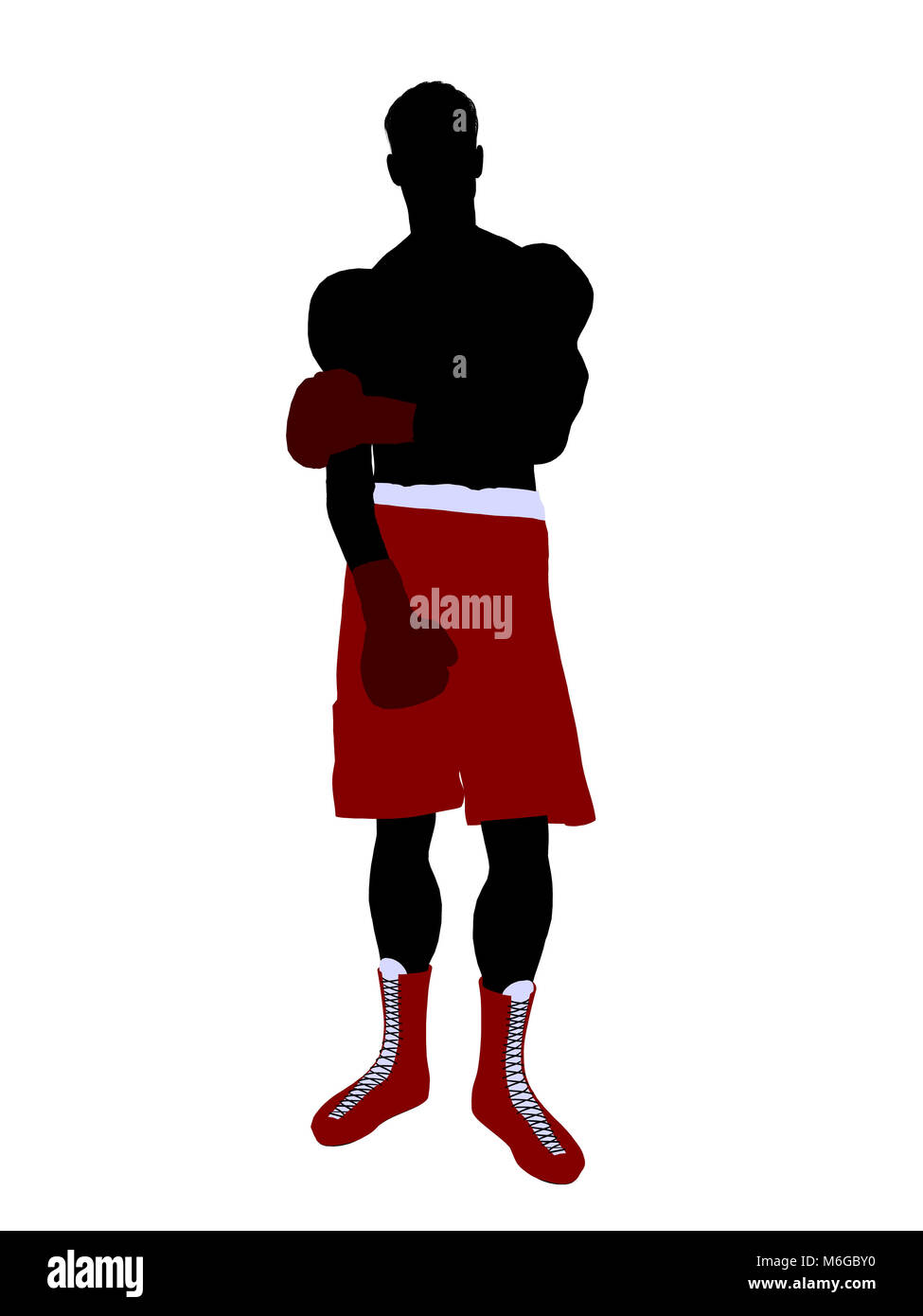 Male boxer art illustration silhouette on a white background Stock ...