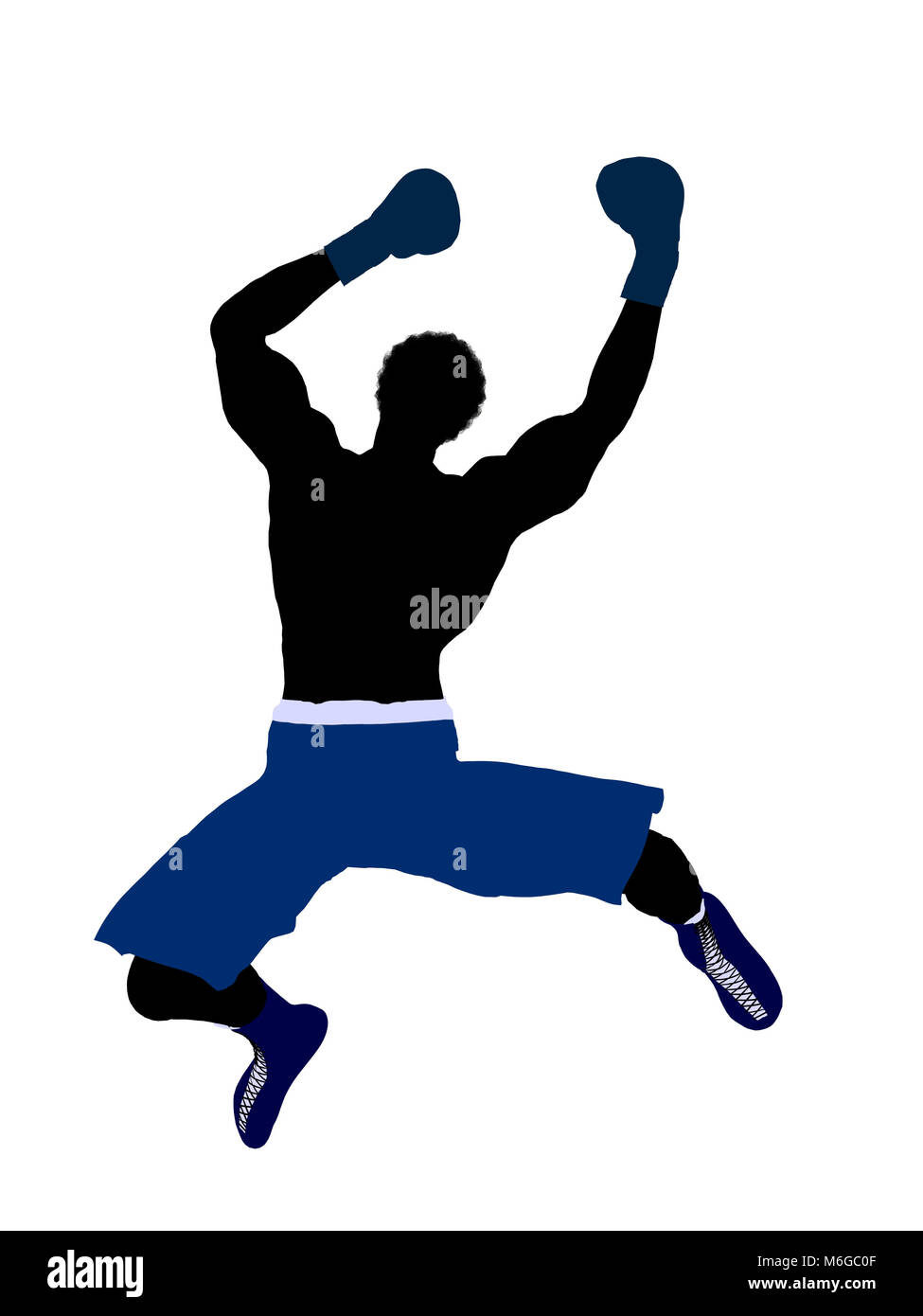 African american male boxer art illustration silhouette on a white ...
