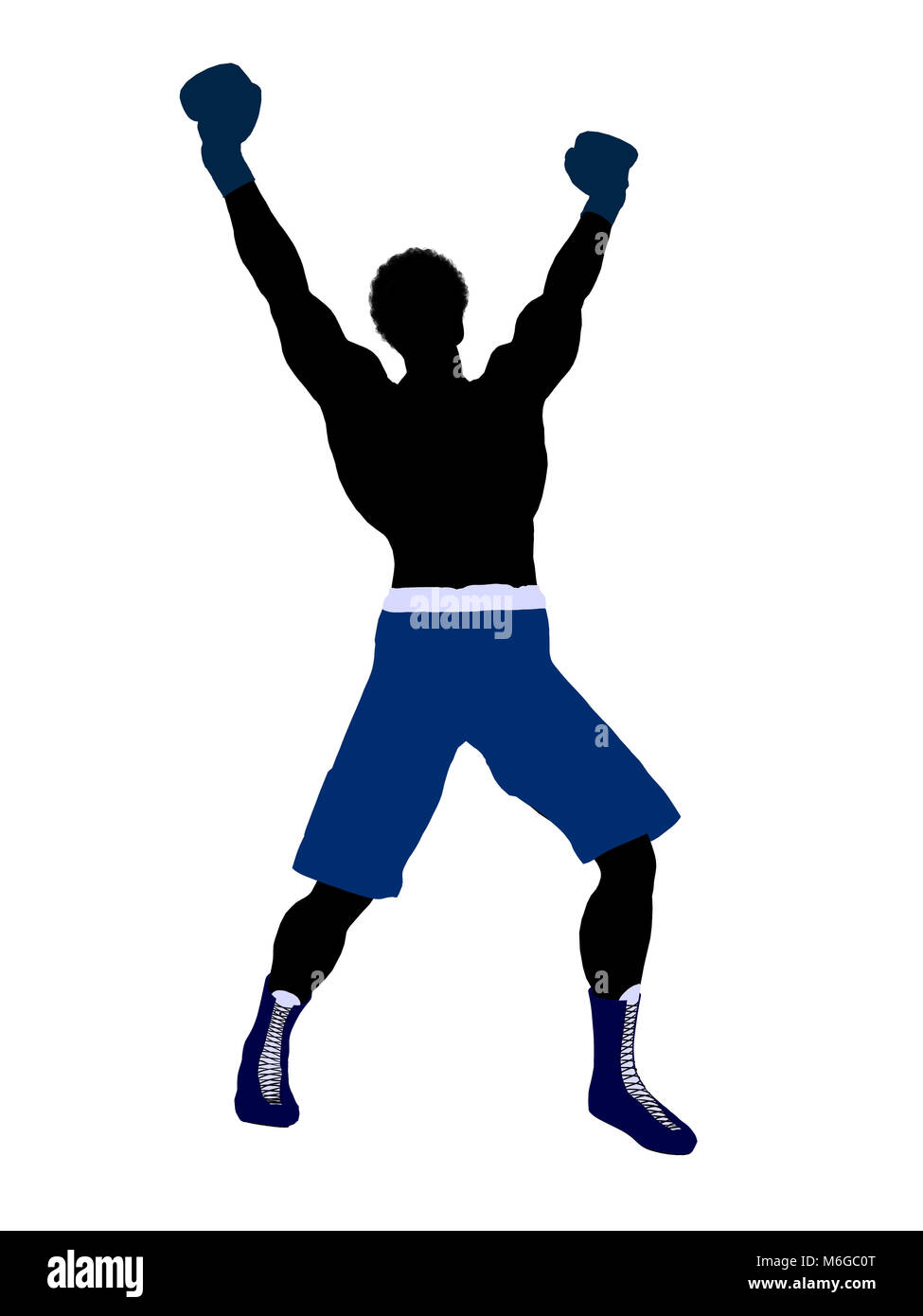 African american male boxer art illustration silhouette on a white ...