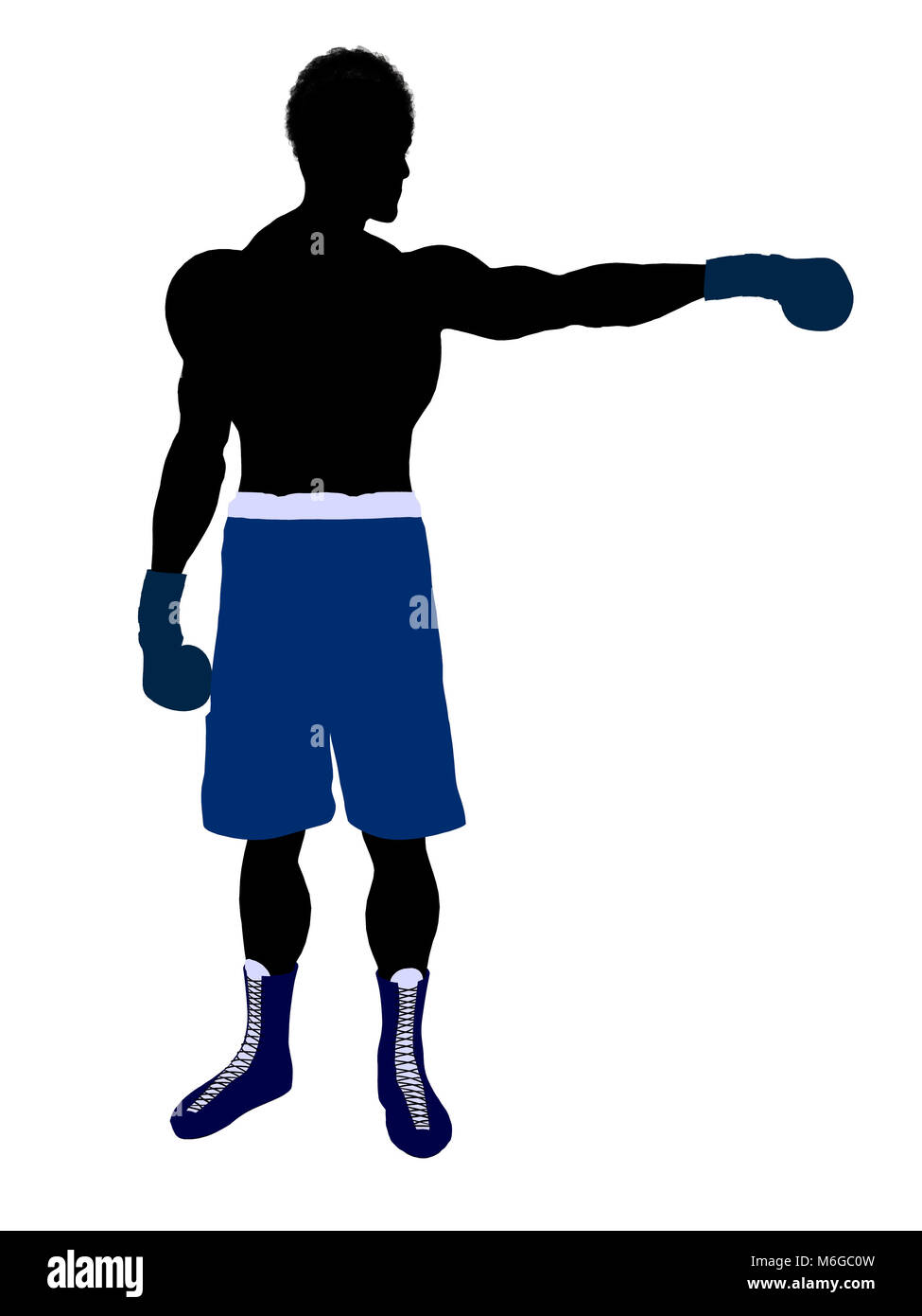 African american male boxer art illustration silhouette on a white ...