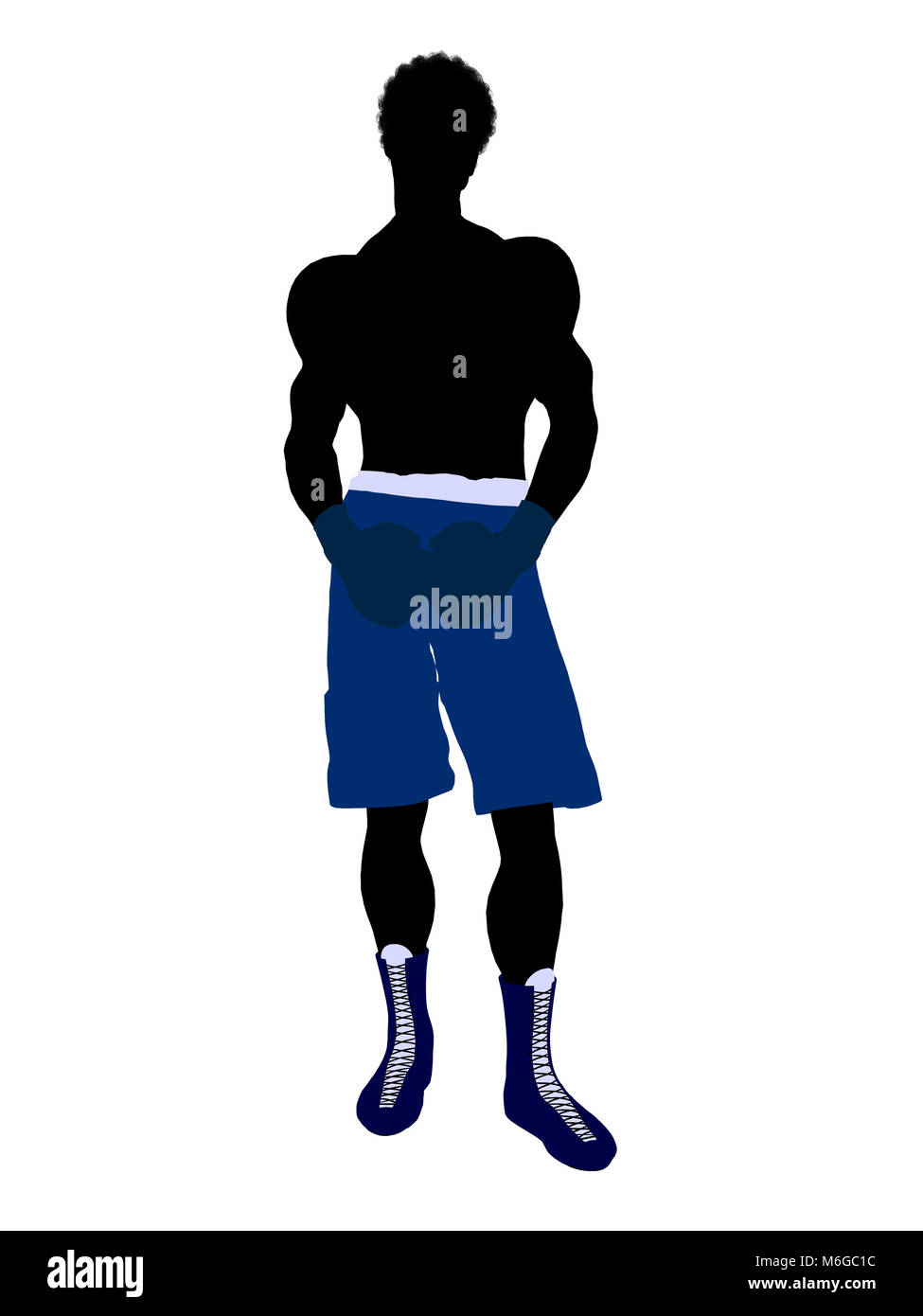 African american male boxer art illustration silhouette on a white ...