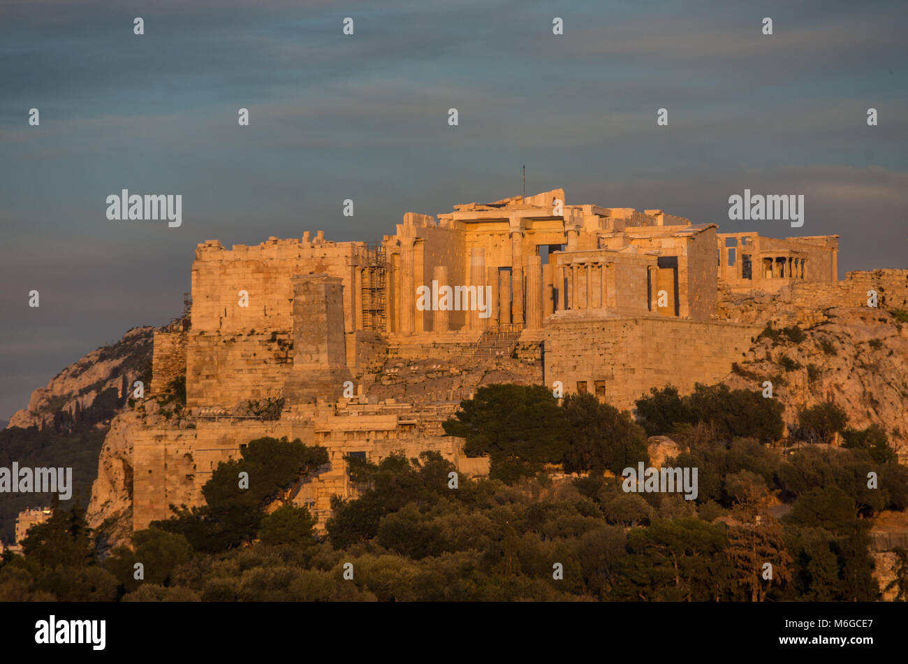 View to Acropolis with Propylaea and Temple of Athena Nike, Athens ...