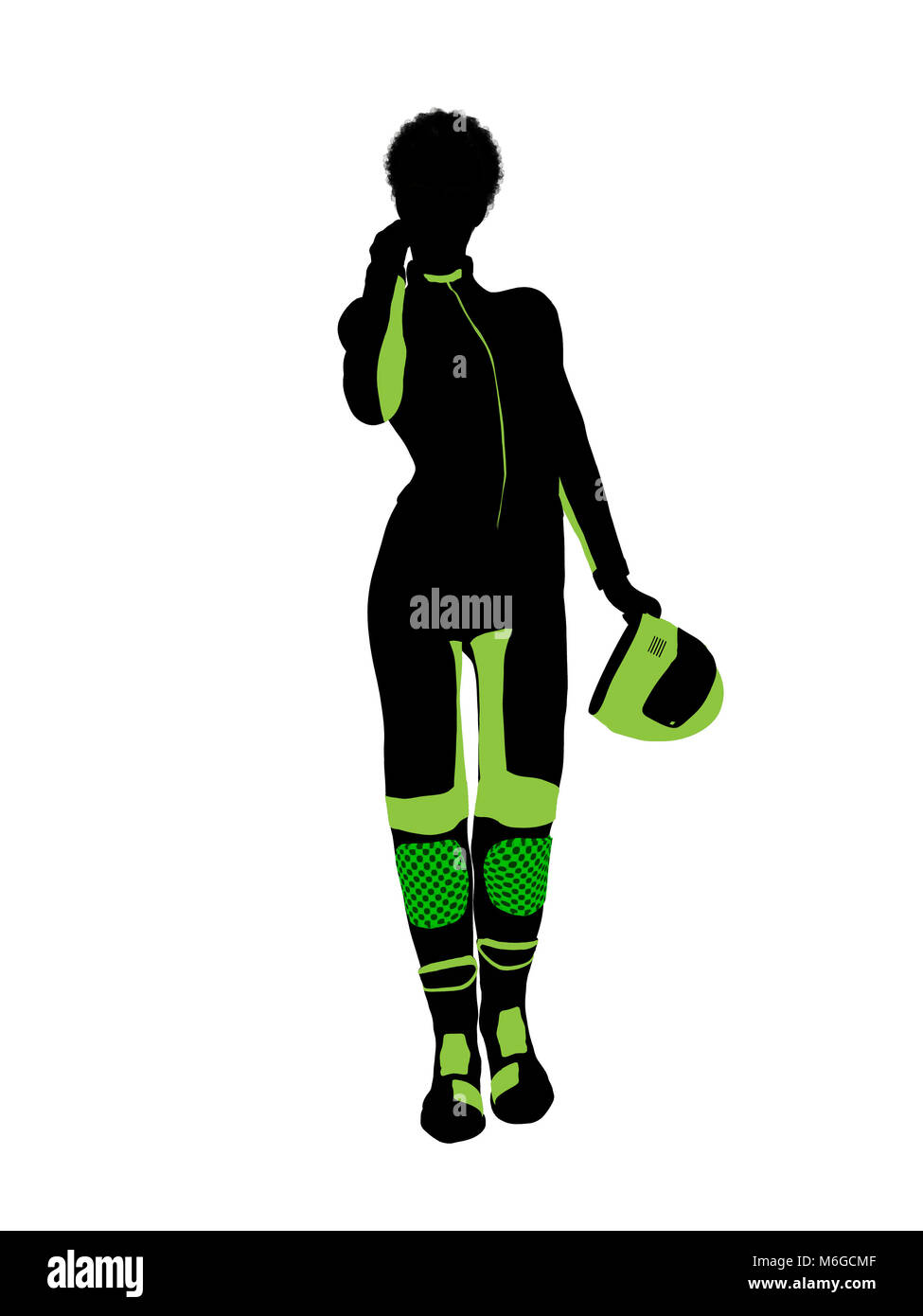 African american female motorcycle rider art illustration silhouette on ...