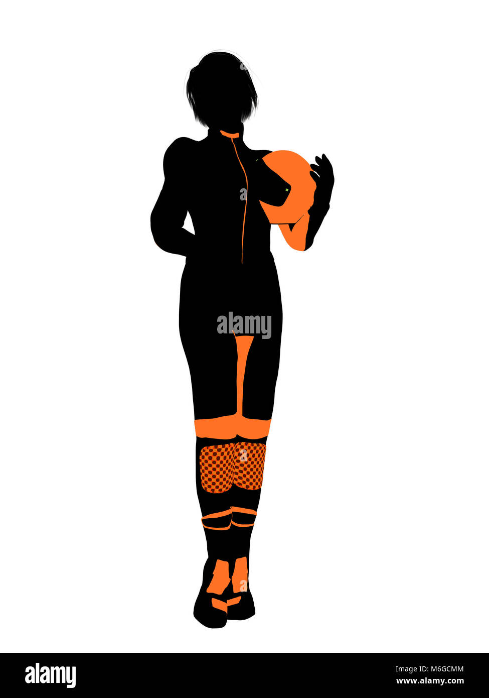 Female motorcycle rider art illustration silhouette on a white ...