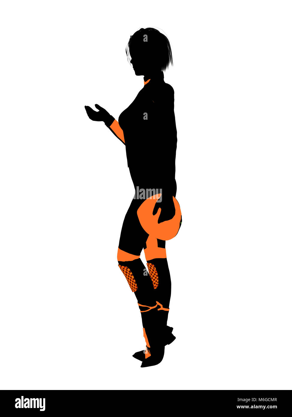 Female motorcycle rider art illustration silhouette on a white ...