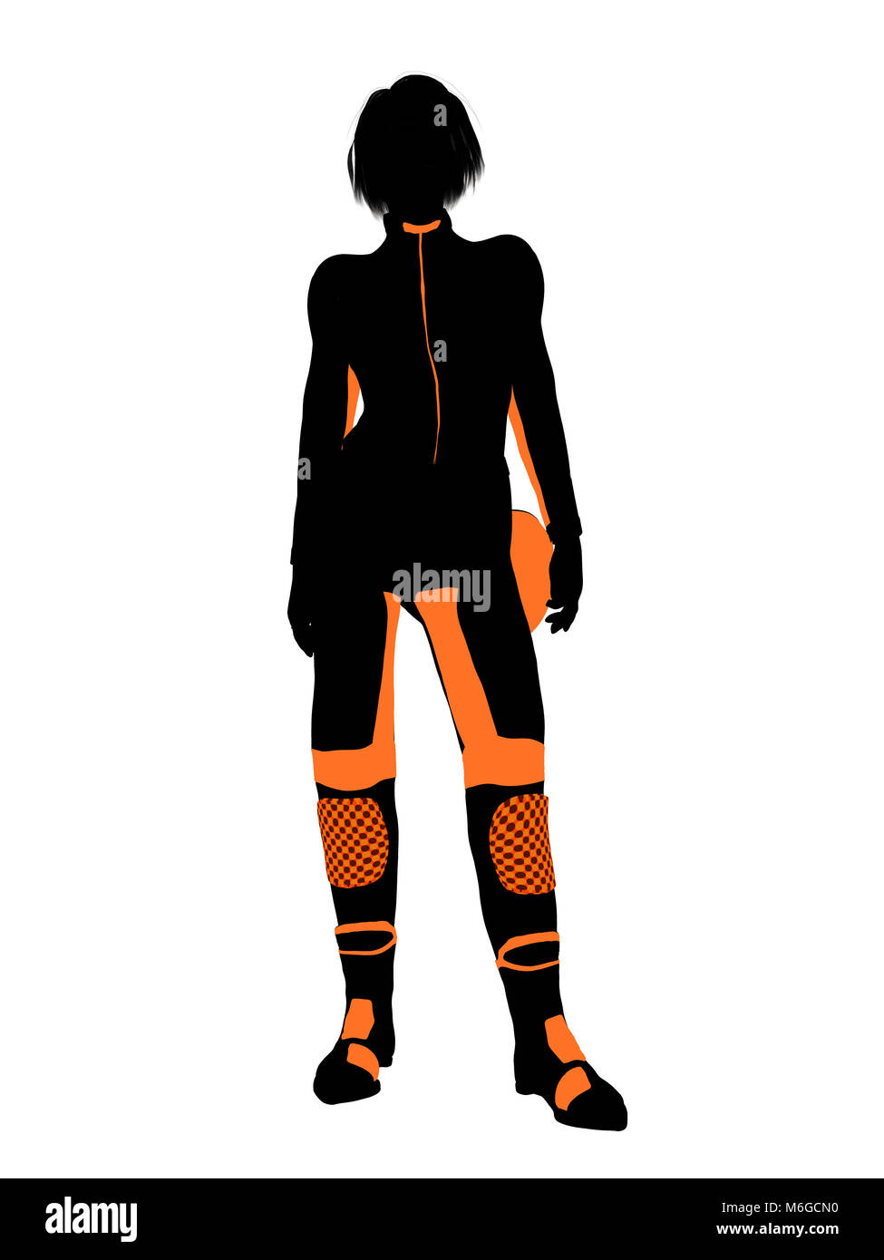 Female motorcycle rider art illustration silhouette on a white ...