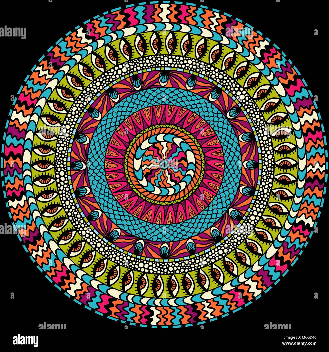 Colorful ethnicity round ornament, mosaic vector background Stock ...