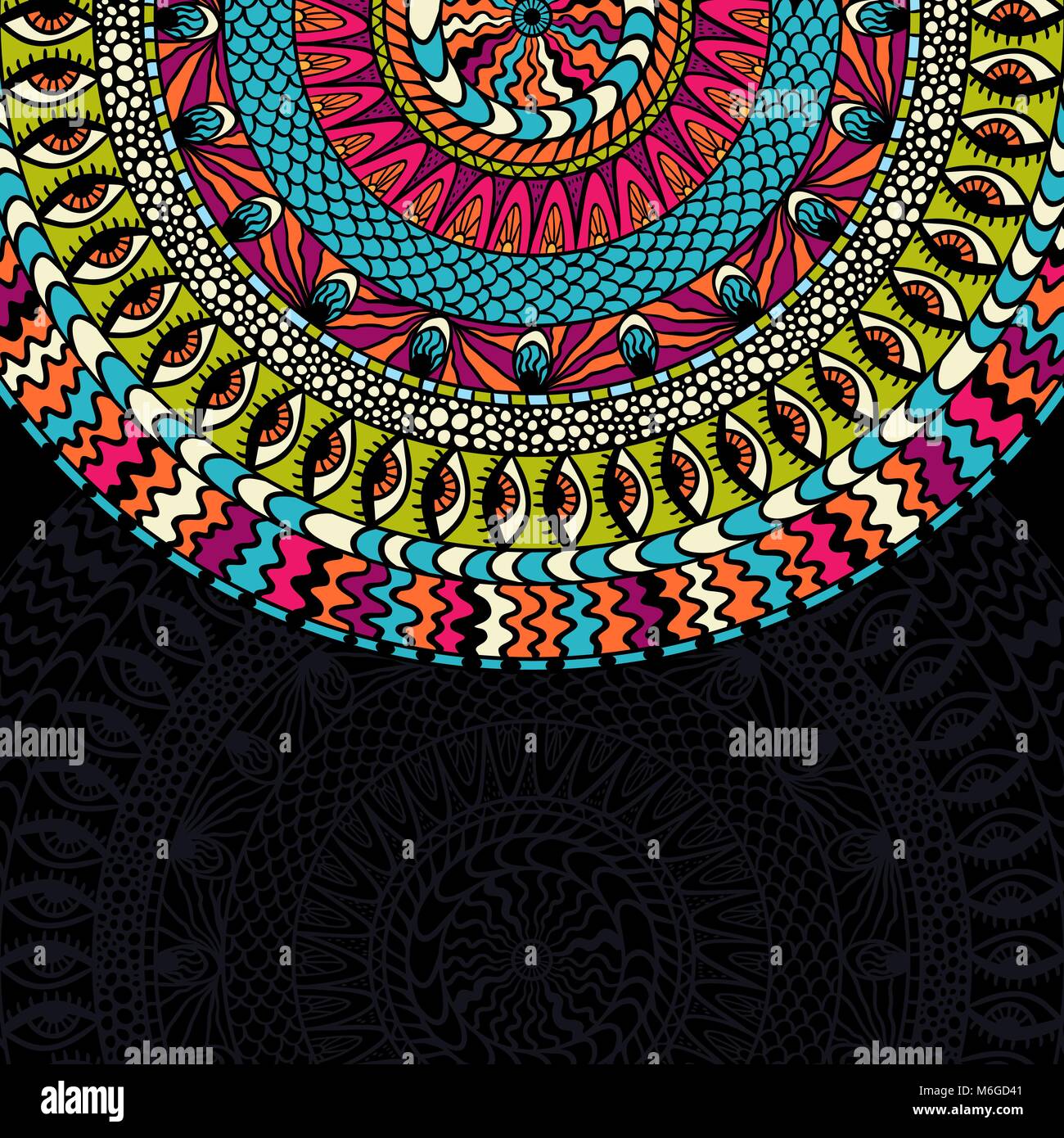 Colorful ethnicity round ornament, mosaic vector background Stock ...