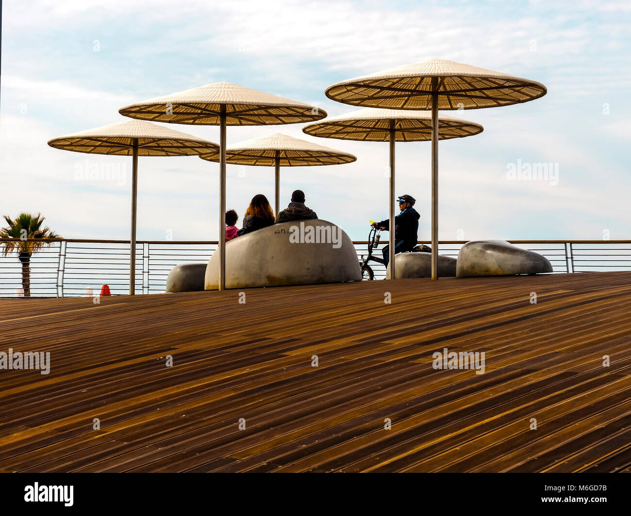 Tel Aviv, Israel. People relaxing on the beach of Tel Baruch in Tel ...