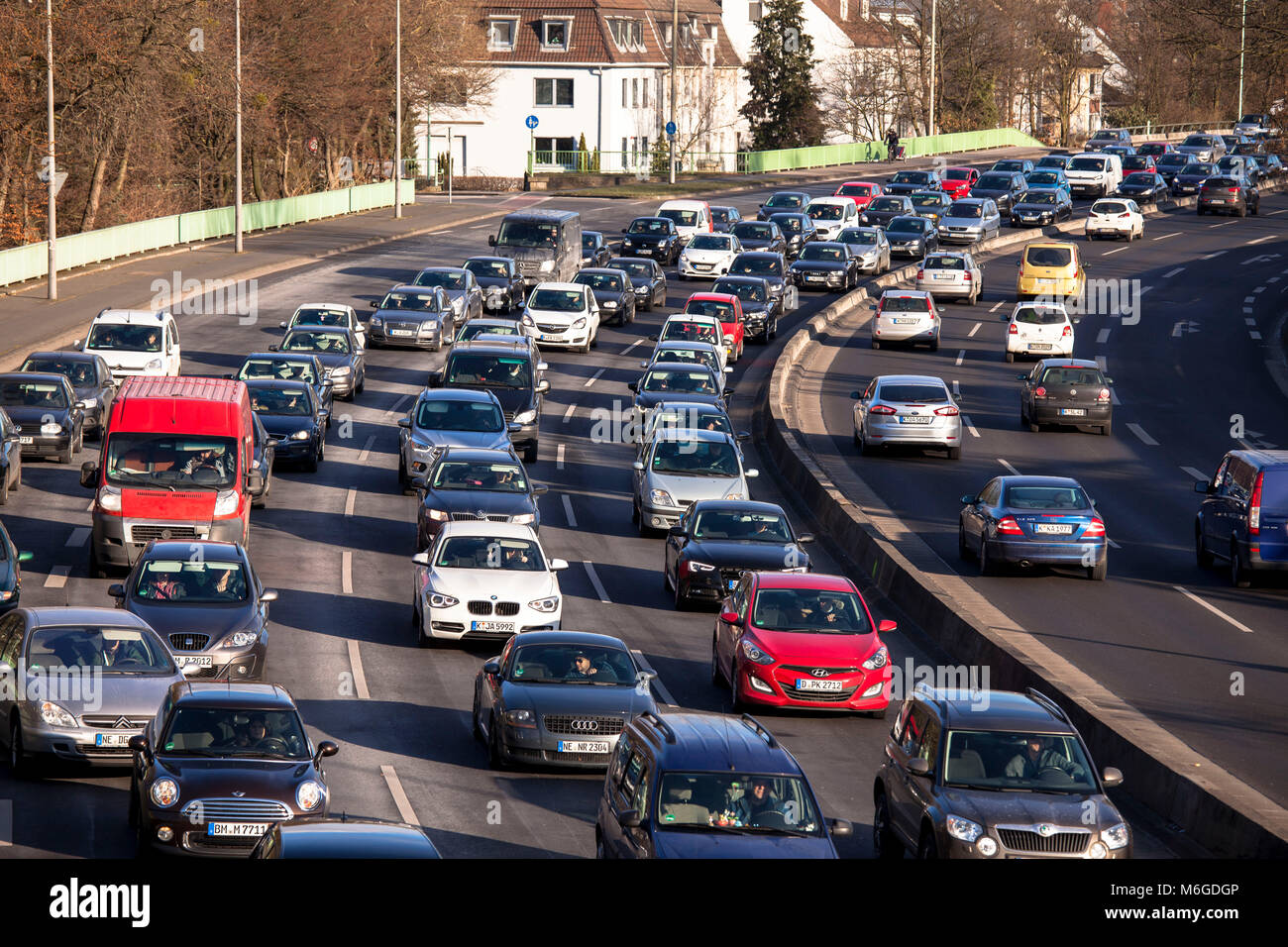 Germany, Cologne, traffic jam on the street Innere Kanalstrasse, one of ...