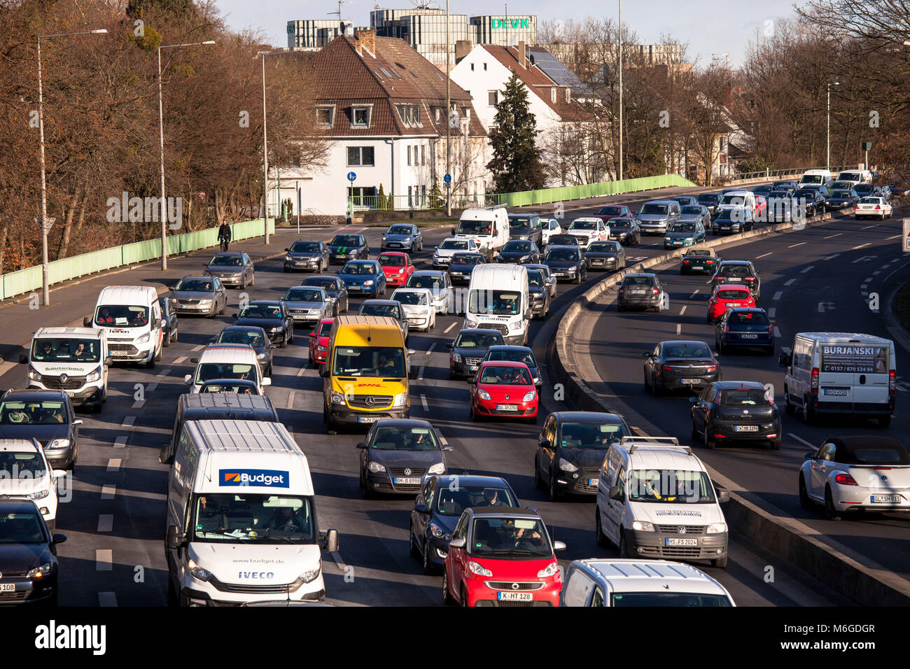 Germany, Cologne, traffic jam on the street Innere Kanalstrasse, one of ...