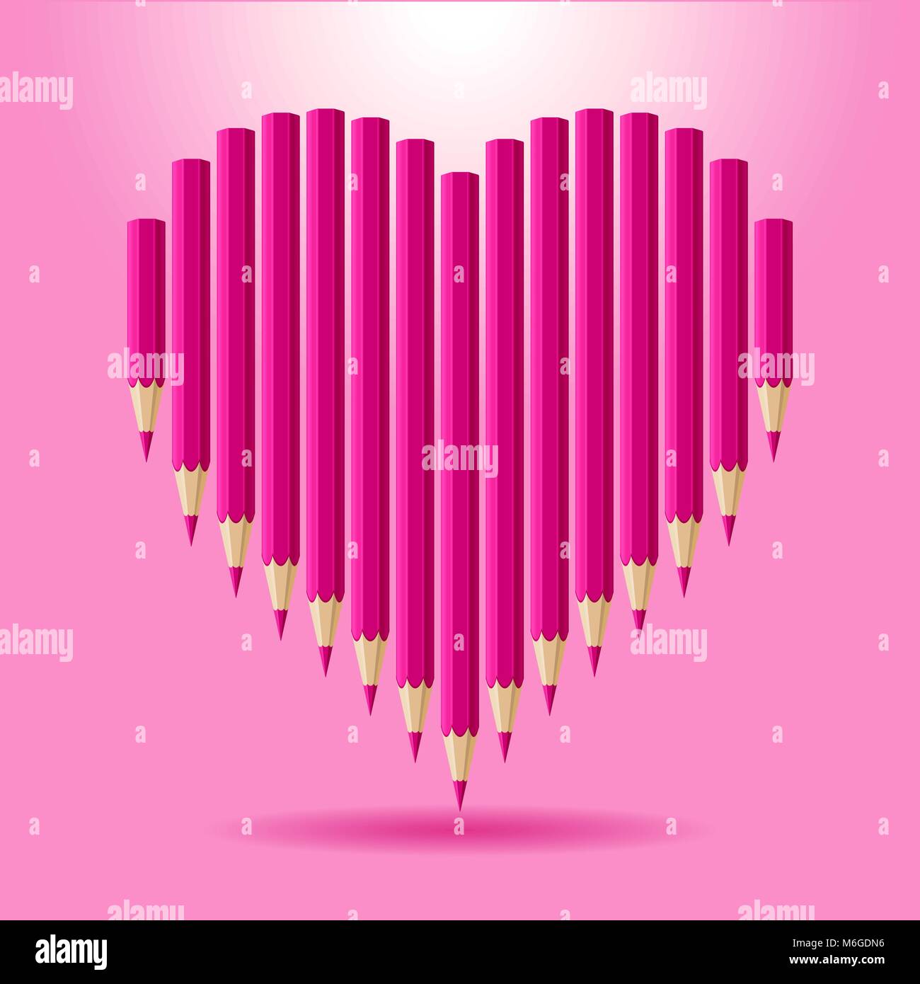 Heart of pink pencils. Vector background Valentine's Day Stock Vector ...