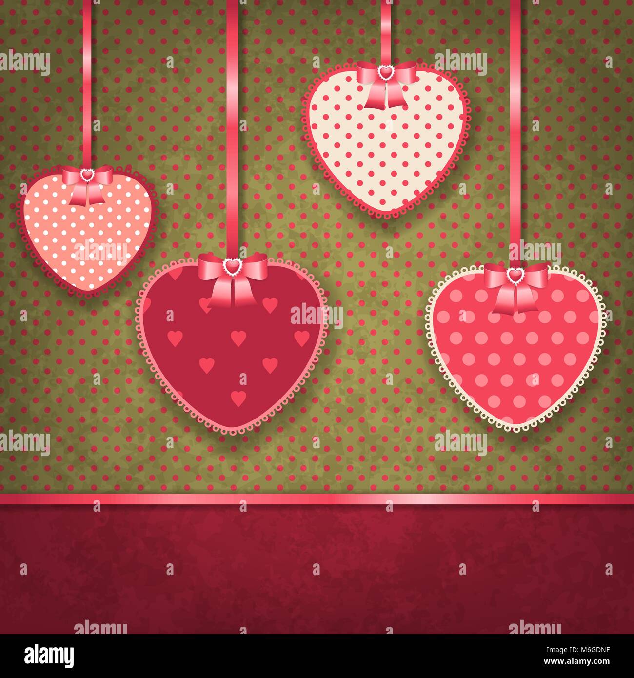 Retro background of vintage design with hearts Stock Vector Image & Art ...