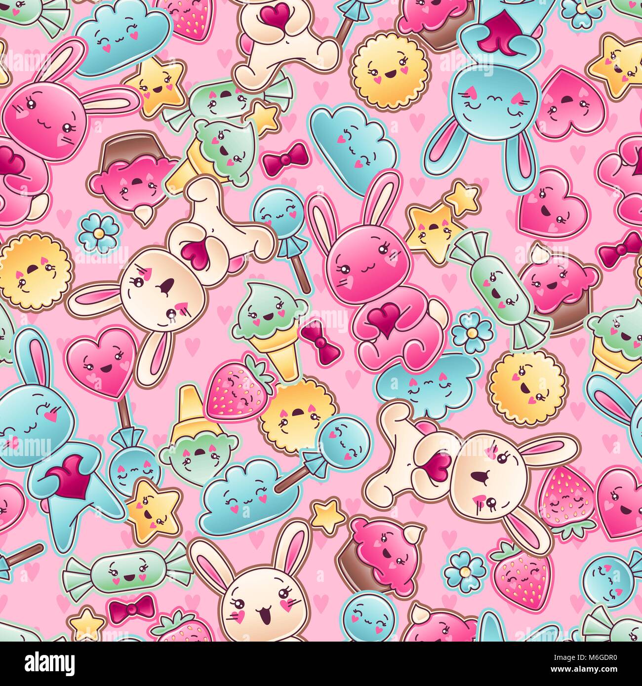 Seamless kawaii child pattern with cute doodles Stock Vector Image ...