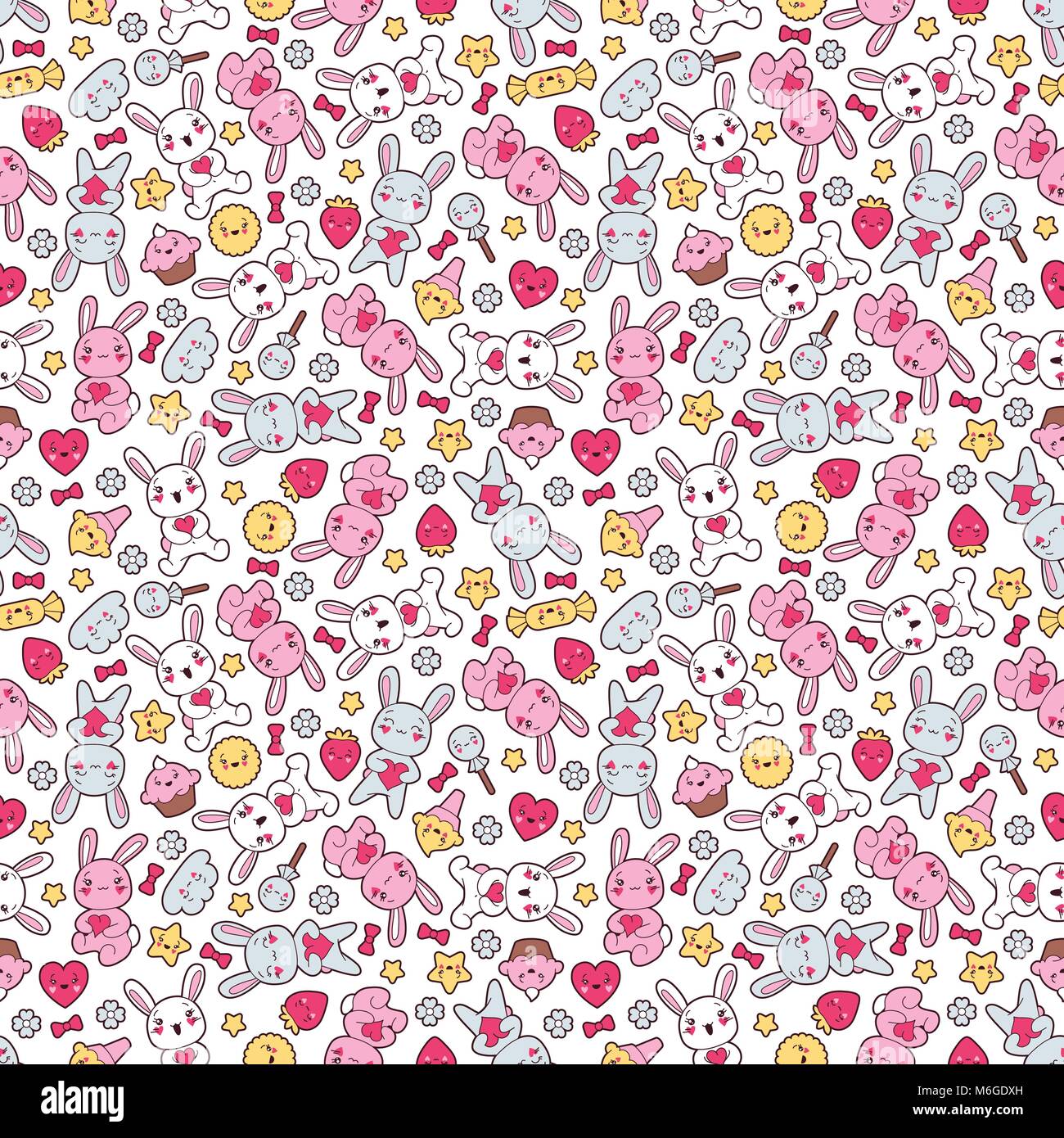 Seamless kawaii child pattern with cute doodles Stock Vector Image ...