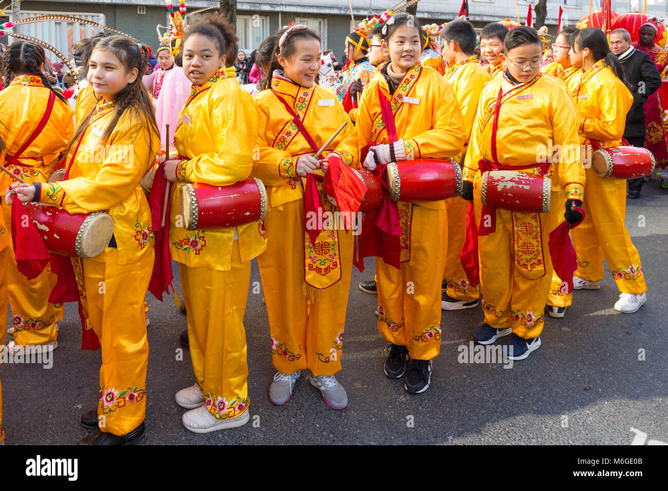 The performers in traditional costume at the chinese lunar new year ...