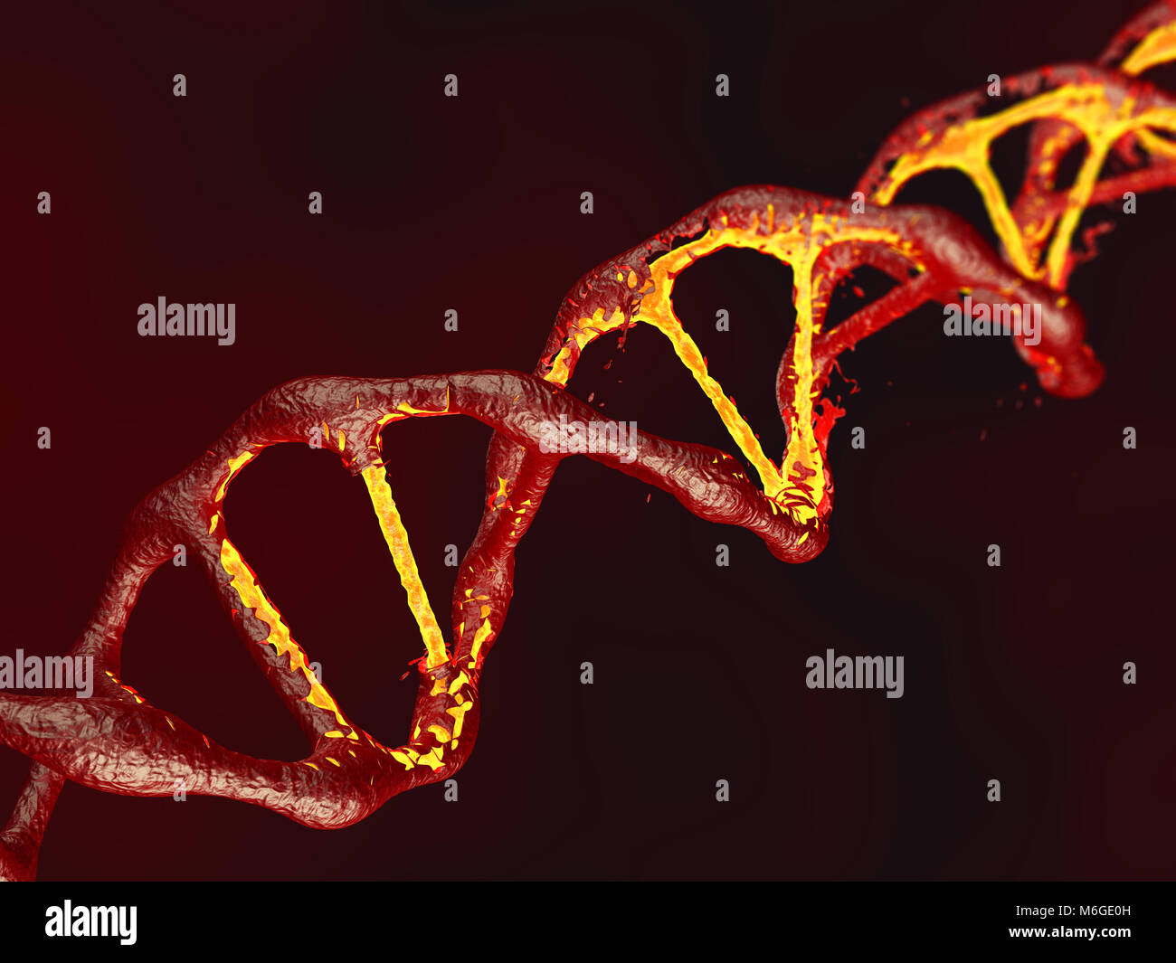 Close up of DNA code structure on red background - 3D illustration ...