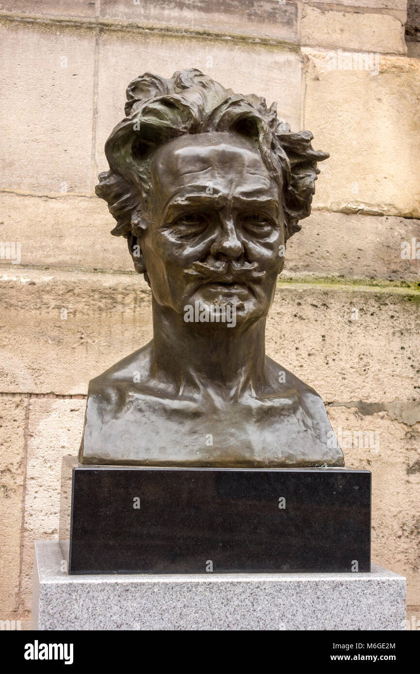 Bust of August Strindberg at Place August-Strindberg, Paris, France ...