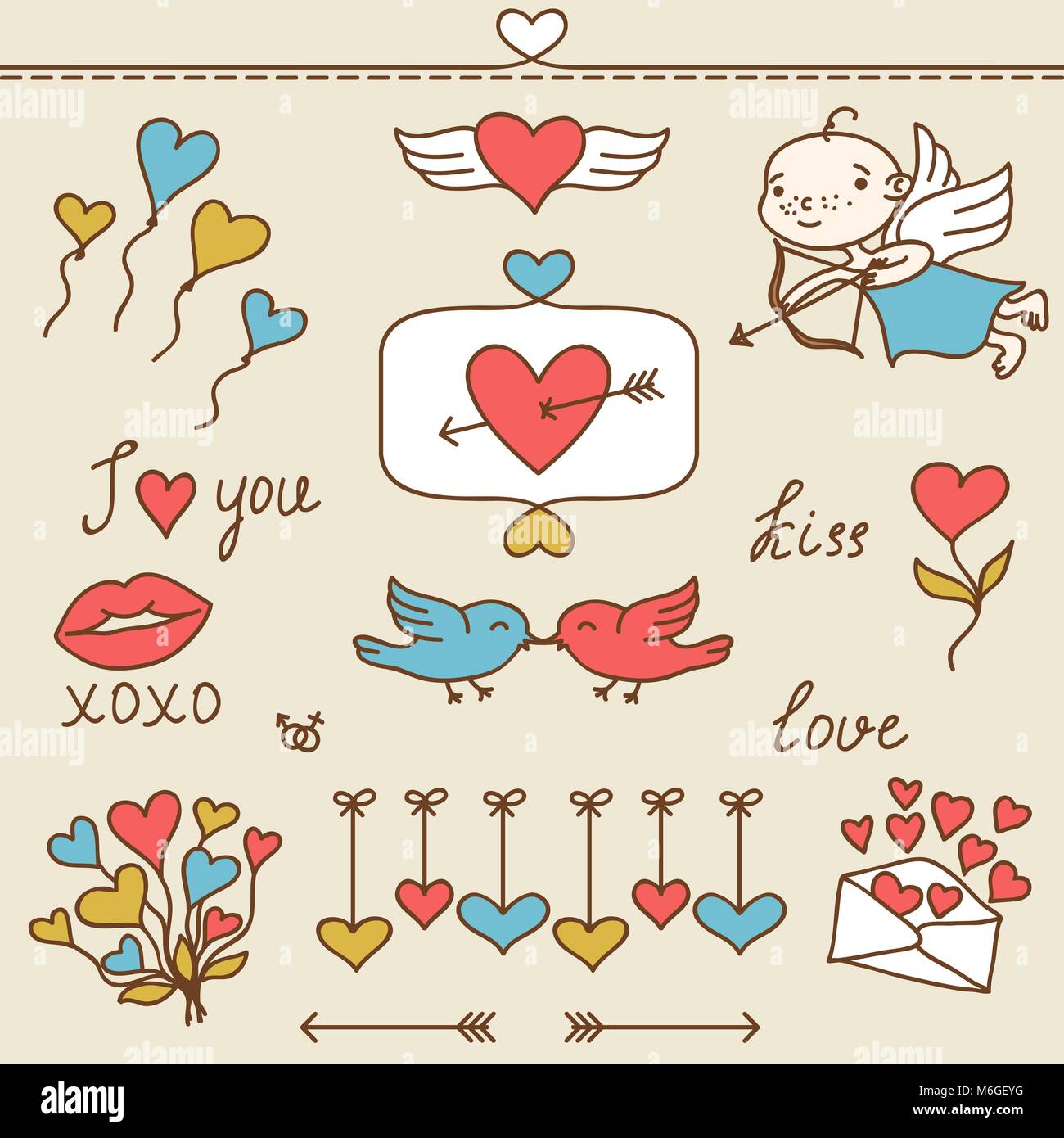 Retro clip art of valentines day Stock Vector Images - Alamy