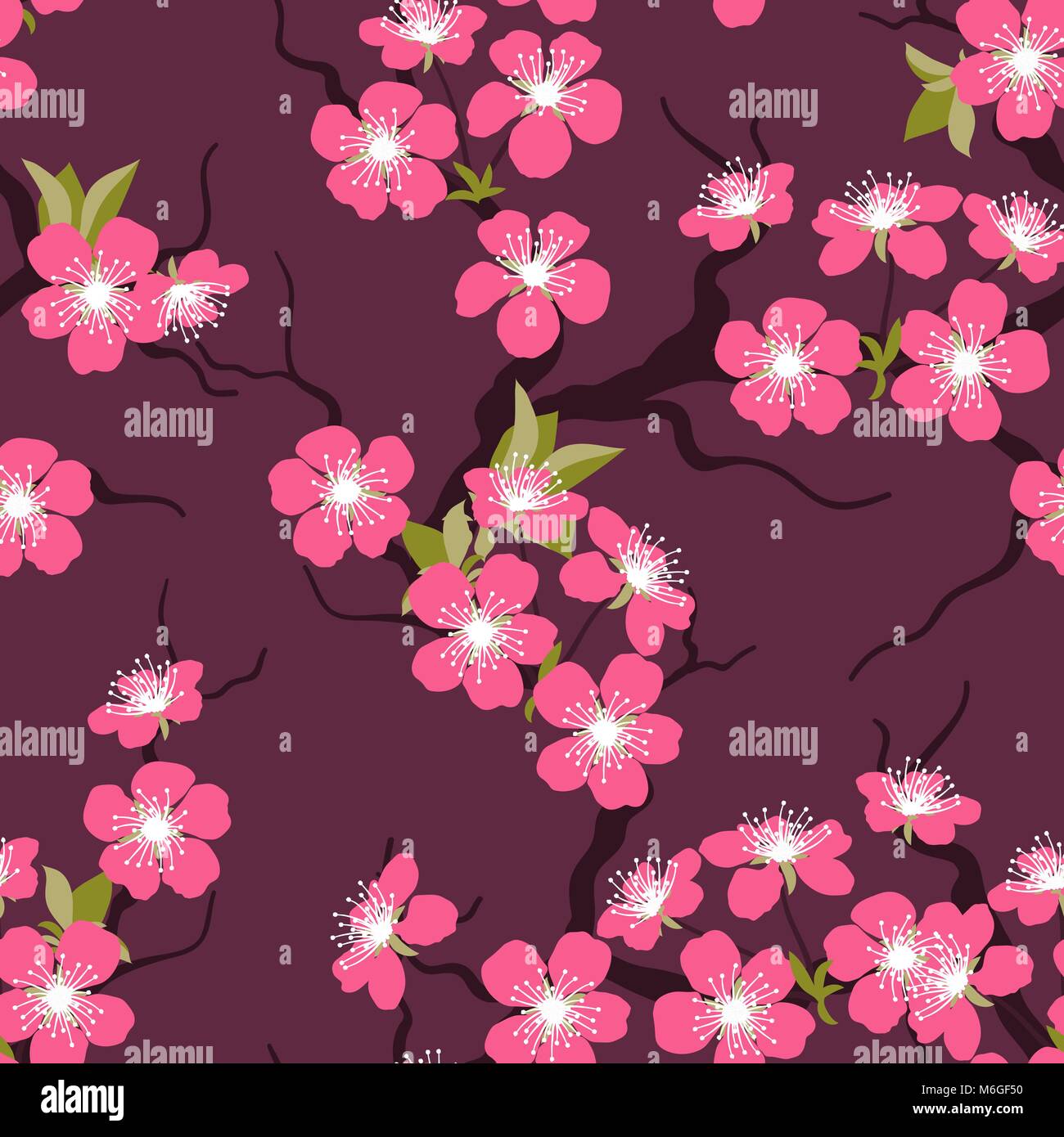 Cherry blossom seamless flowers pattern Stock Vector Image & Art - Alamy