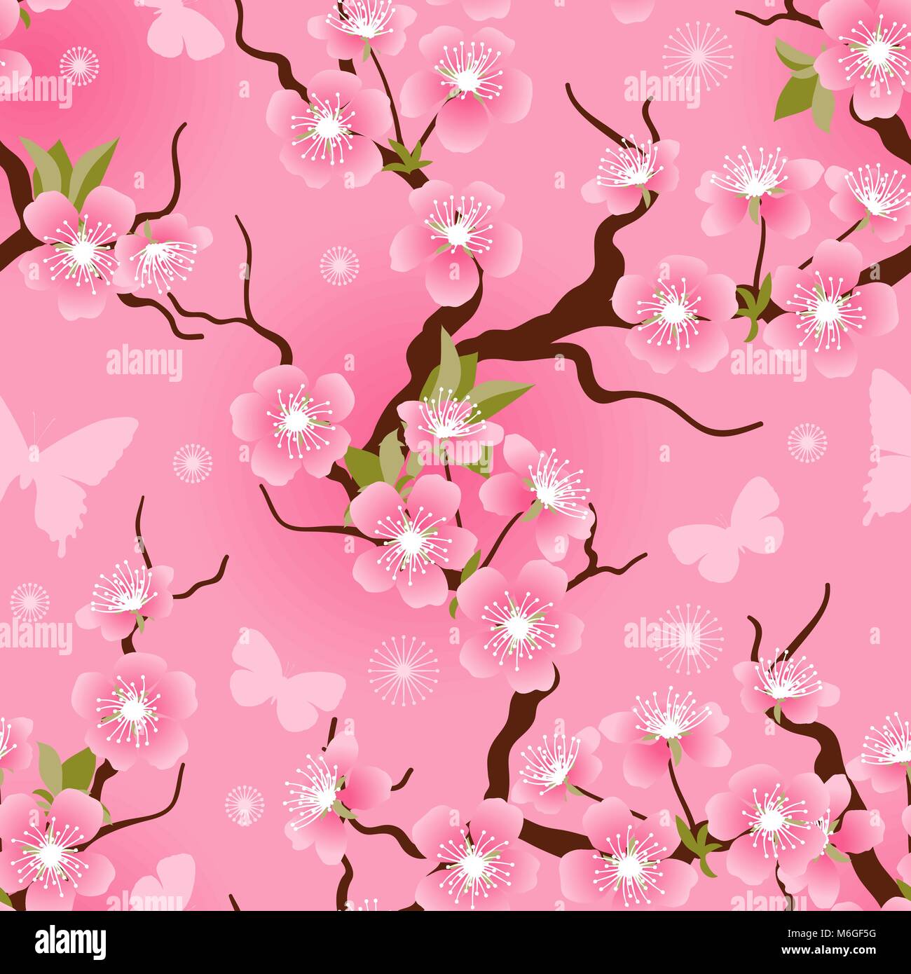 Cherry blossom seamless flowers pattern Stock Vector Image & Art - Alamy