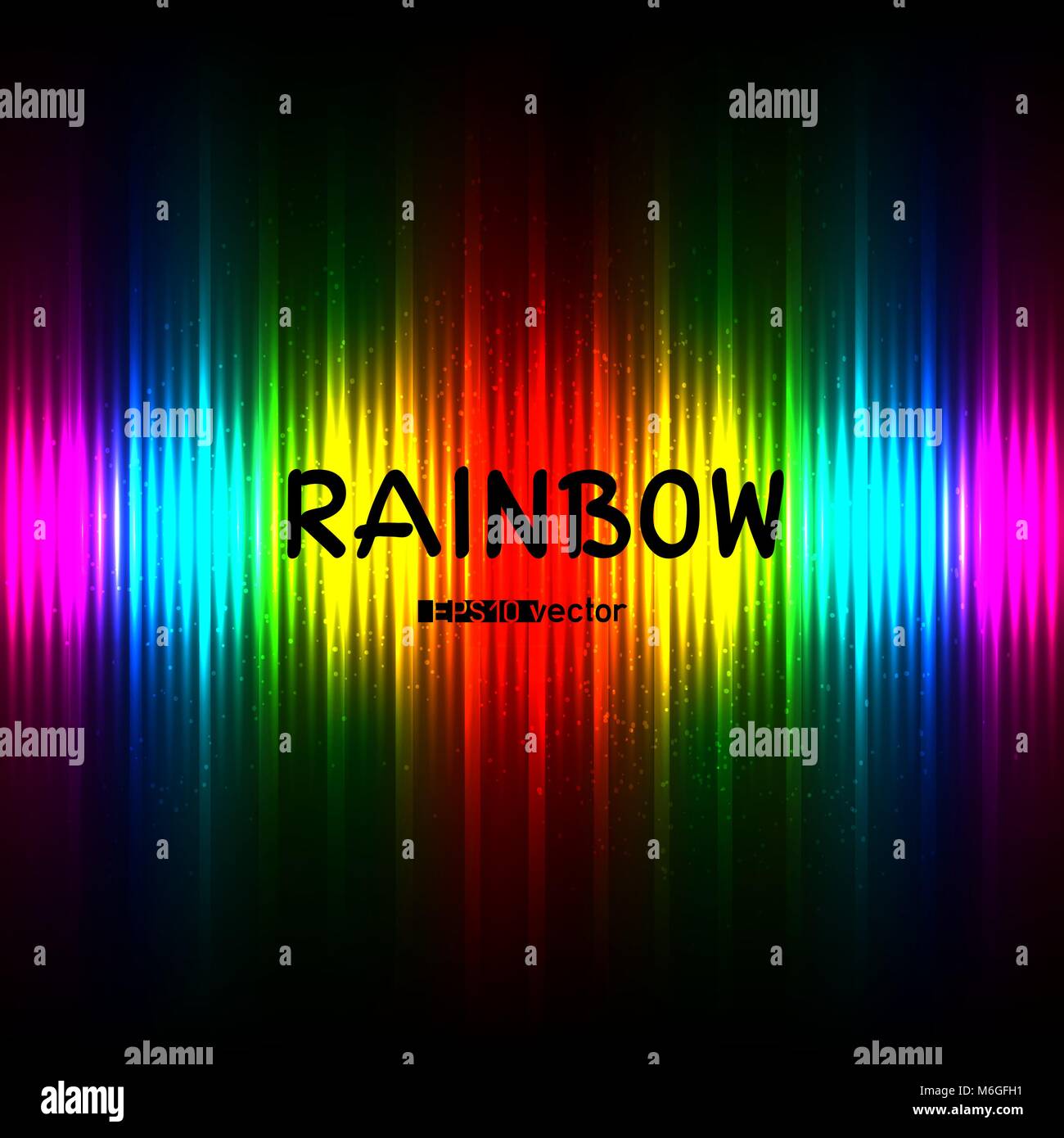 Rainbow striped color lights template background with text message ...