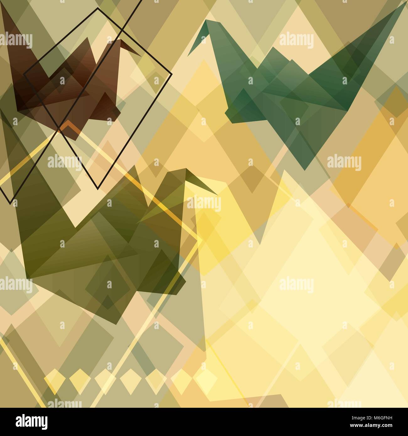 Origami paper birds geometric retro background Stock Vector Image & Art ...