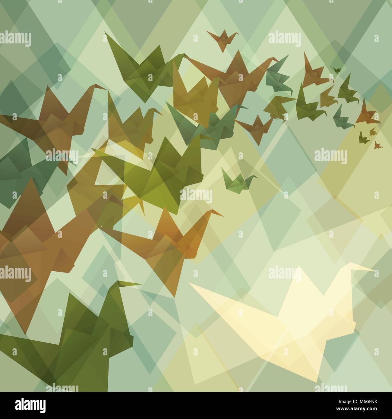 Origami paper birds geometric retro background Stock Vector Image & Art ...