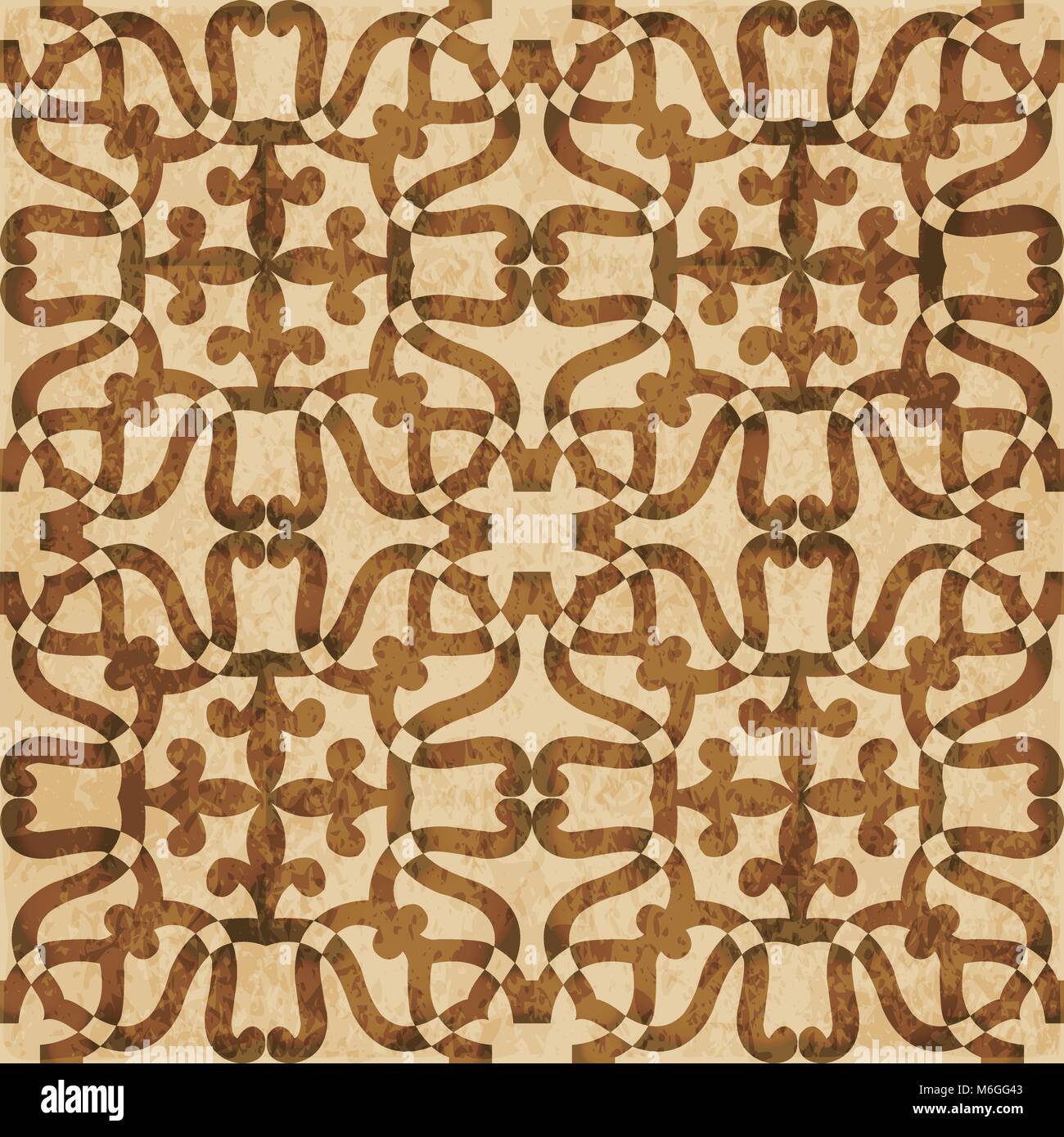 Retro brown watercolor texture grunge seamless background round curve kaleidoscope line Stock ...